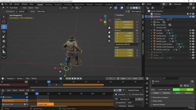 6. Creating the crouch back 45's to crouch soft stop