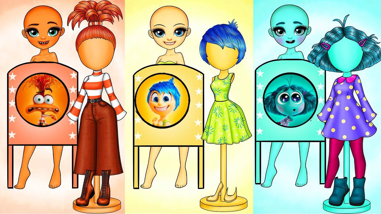 С кем Радость, Гнев, Зависть из Головоломка 2 Inside Out 2 поменяются одеждой? | Идеи из бумаги DIY
