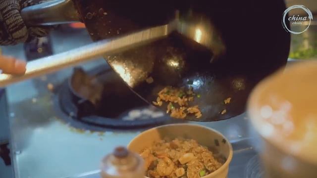 Chinese Street Food -Food stalls Egg Fried Rice Fried Noodles,Spicy Fried Tofu