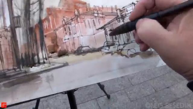 Пленэр Городская зарисовка Акварель ул. Карла Маркса, © Беседин О.В. Иркутск 14.05.2017
