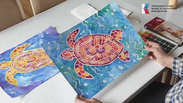 Мастер-класс «Морская черепаха» Учимся рисовать: рисование вместе с детьми #ОмскСтрим #музейВрубеля