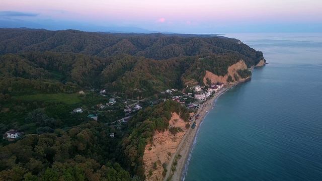 Пляжи Лдзаа, Пицунда. 10 часть. Берегова лини на закате - вечерний пляж.