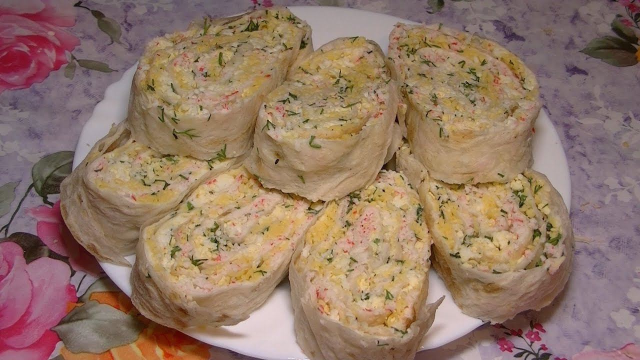 Рулет из лаваша с крабовыми палочками