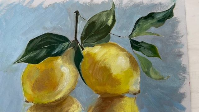 Картина масло. Лимоны. Холст. Размеры: 30 см x 20 см.