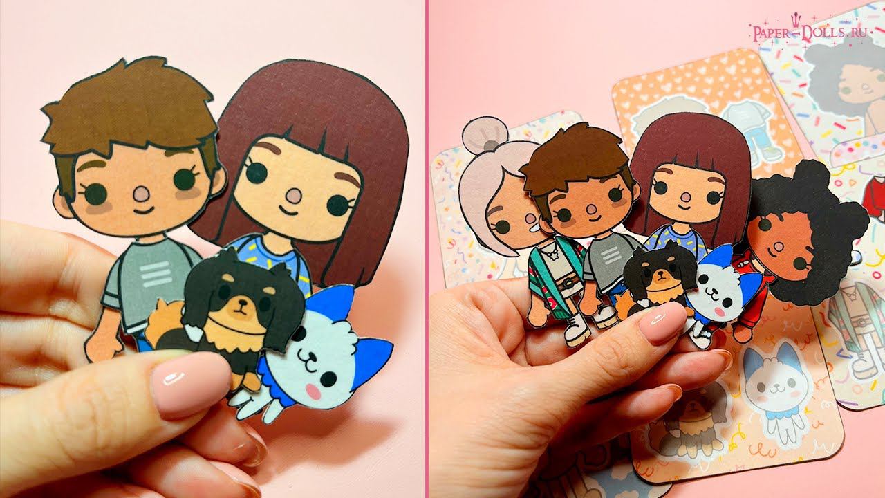 Бумажные куклы Тока Бока с одеждой и питомцем