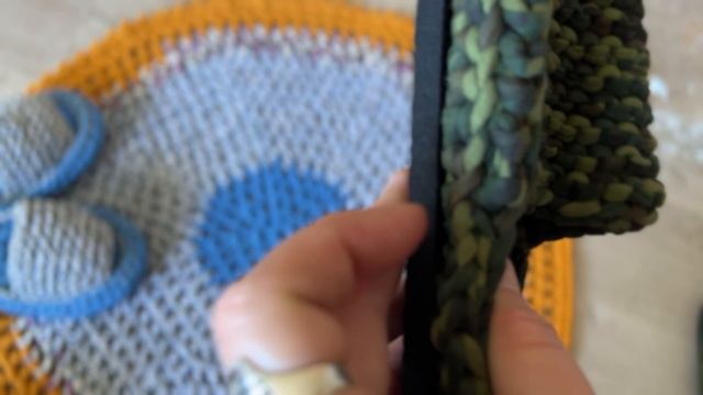 Трикотажная пряжа. Узор «Сетка» из ОСТАТКОВ ПРЯЖИ #ковёр