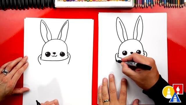 Как нарисовать кролика зайчика в шарфике How To Draw A Snow Bunny
