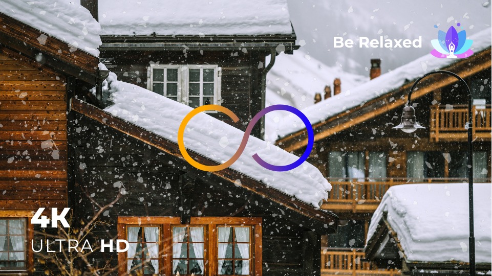Снегопад и расслабляющая музыка фортепьяно