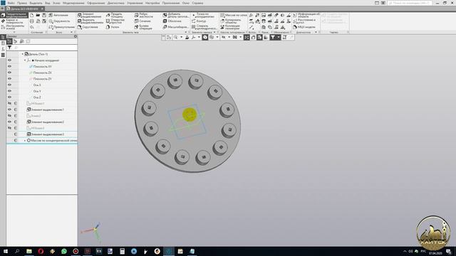 Компас 3D: Массив по концентрической сетке.