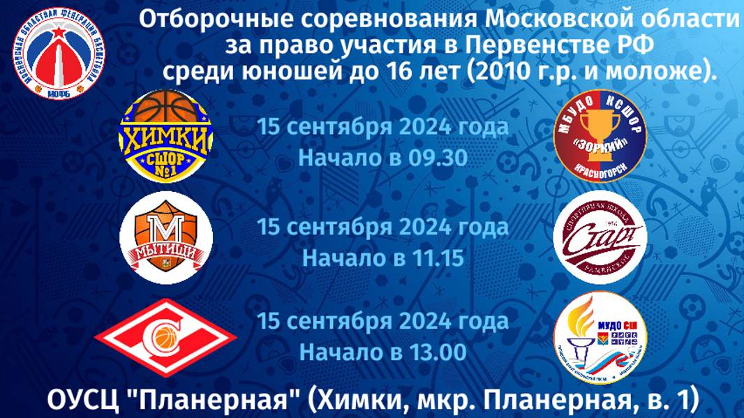 Отборочные соревнования Московской области к Первенству РФ среди юношей до 16-ти лет