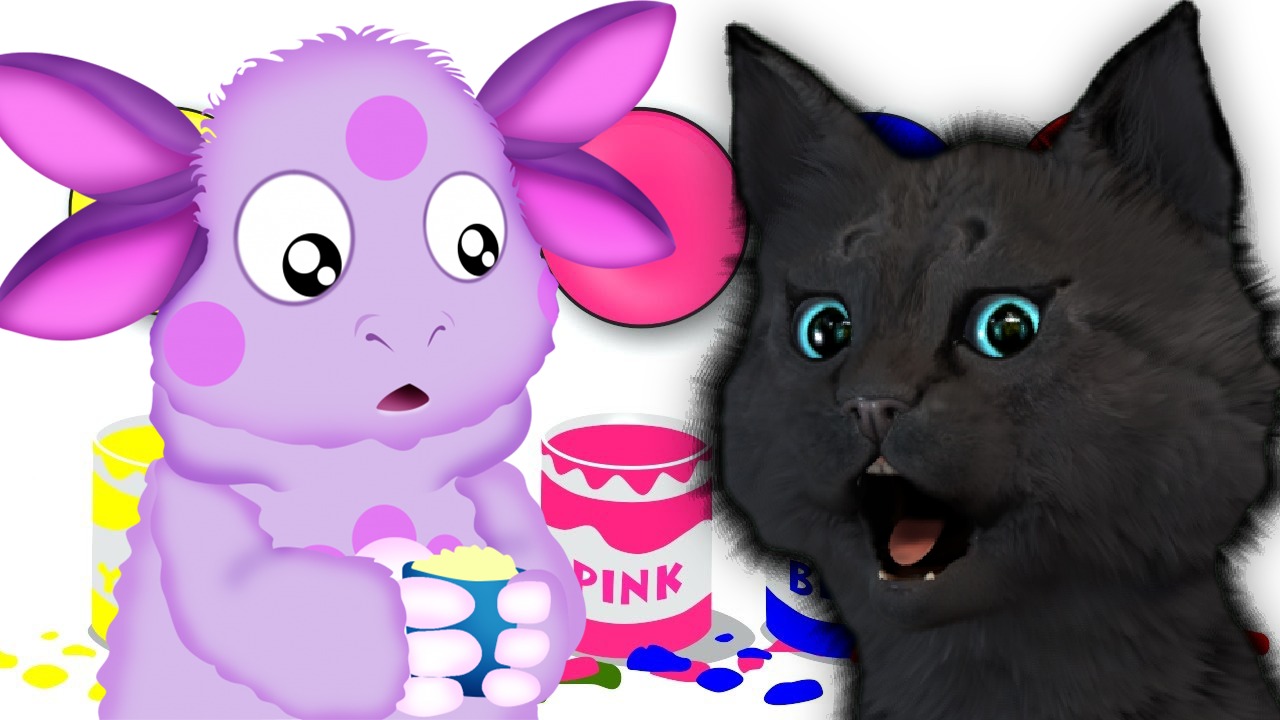 ЛУНТИК И ГОВОРЯЩИЙ СУПЕР КОТ СМЕШИВАЕМ КРАСКИ И СОЕДИНЯЕМ ЗВЕЗДЫ  ( ИГРА для ДЕТЕЙ )