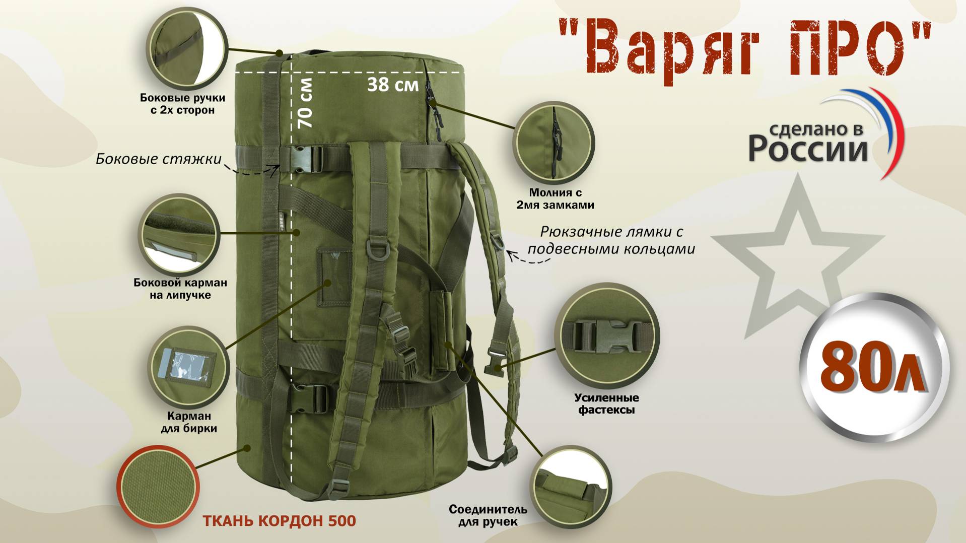 Баул армейский "Варяг ПРО", цвет - хаки светлый, 80 литров. Промо-ролик.