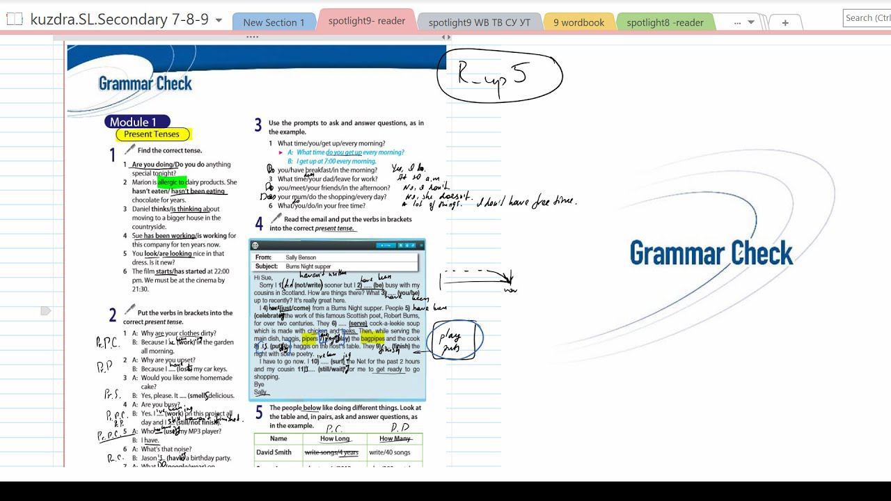 25. Spotlight 9. Module 1. Grammar Check