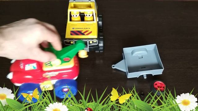 Трактор Гоша, Синий Трактор, Грузик и ребята собирают хлопья в машинку с прицепом. Непоседа