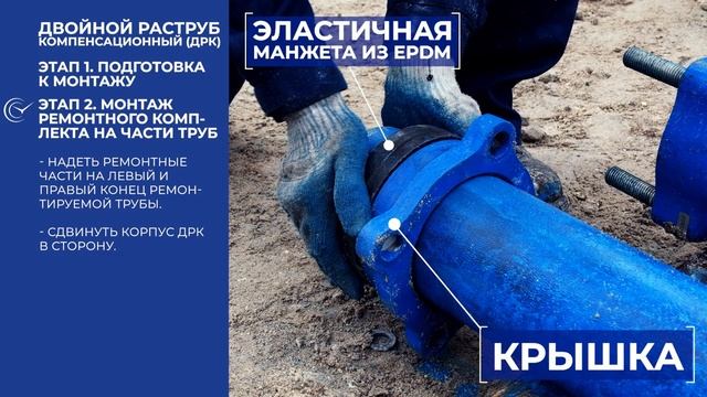 Ремонт трубы из ВЧШГ при помощи двойного раструба компенсационного ДРК