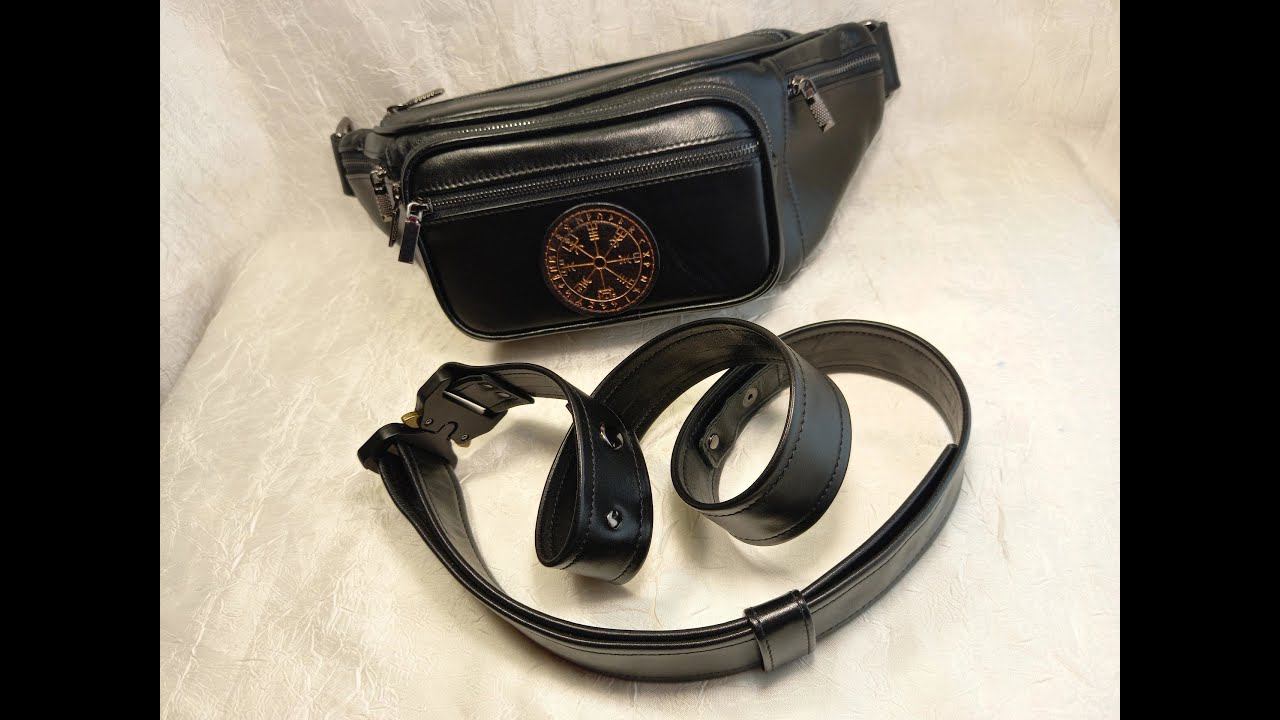 Сумка мужская, бананка (поясная). Изделия из кожи. СКСтиль. Видео обзор готовой сумки и в сборке.