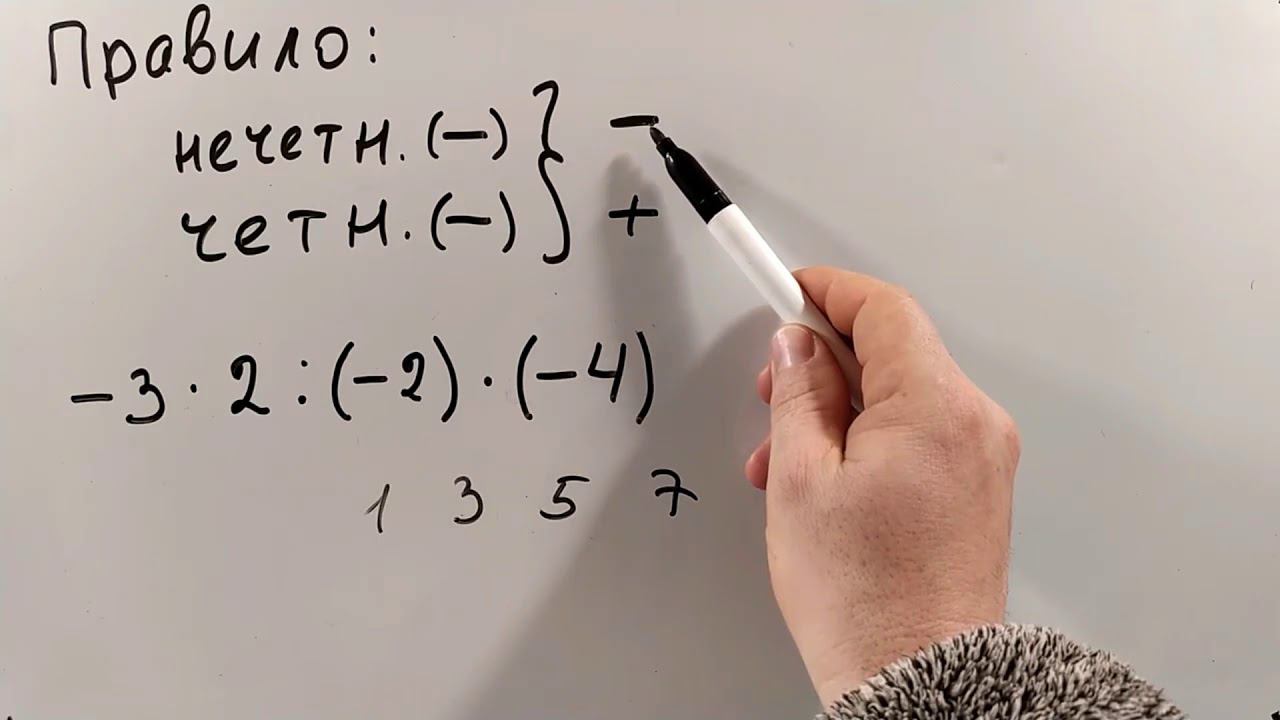 Умножение и деление нескольких положительных и отрицательных чисел (дополнение)