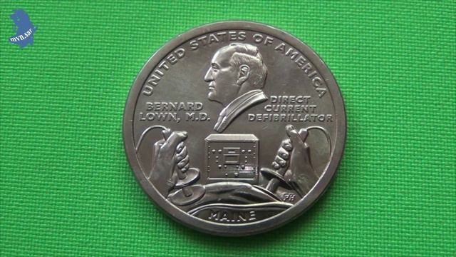монета США. 1 доллар 2024год. D Американские инновации Дефибриллятор постоянного тока Штат Мэн #795