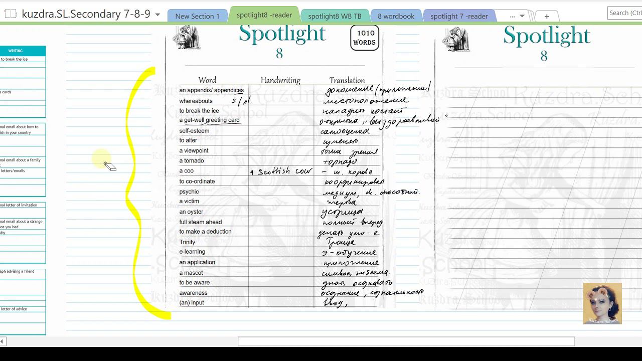 1. Spotlight 8.Unit 0. Contents.Words