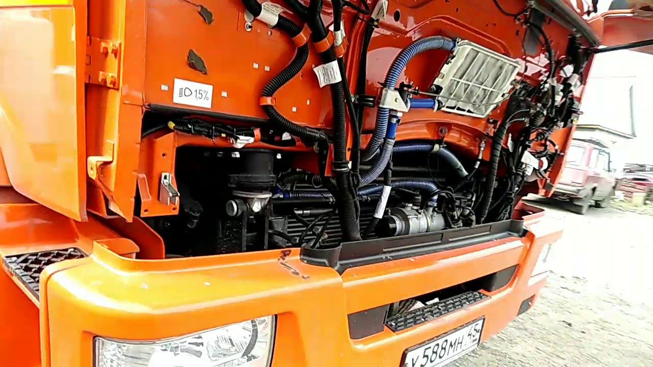 Как поднять кабину КамАЗ- 65115. Снимаем защиту.
