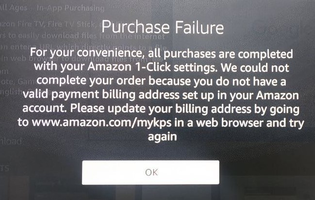 Ошибка 1-Сlick Purchase failure