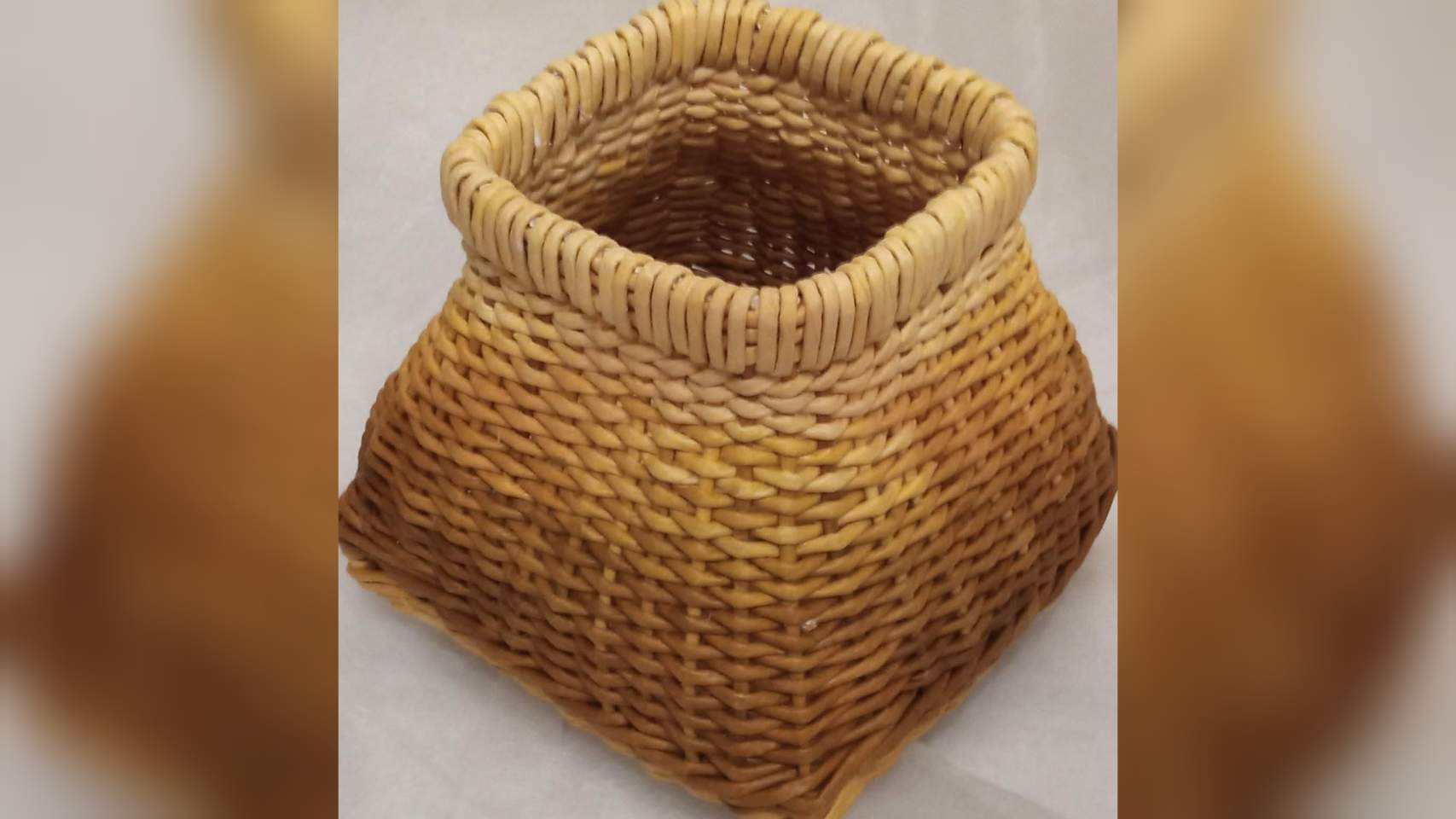 МК. Квадратная Кашпо "Градиент" из бумажной лозы. #50