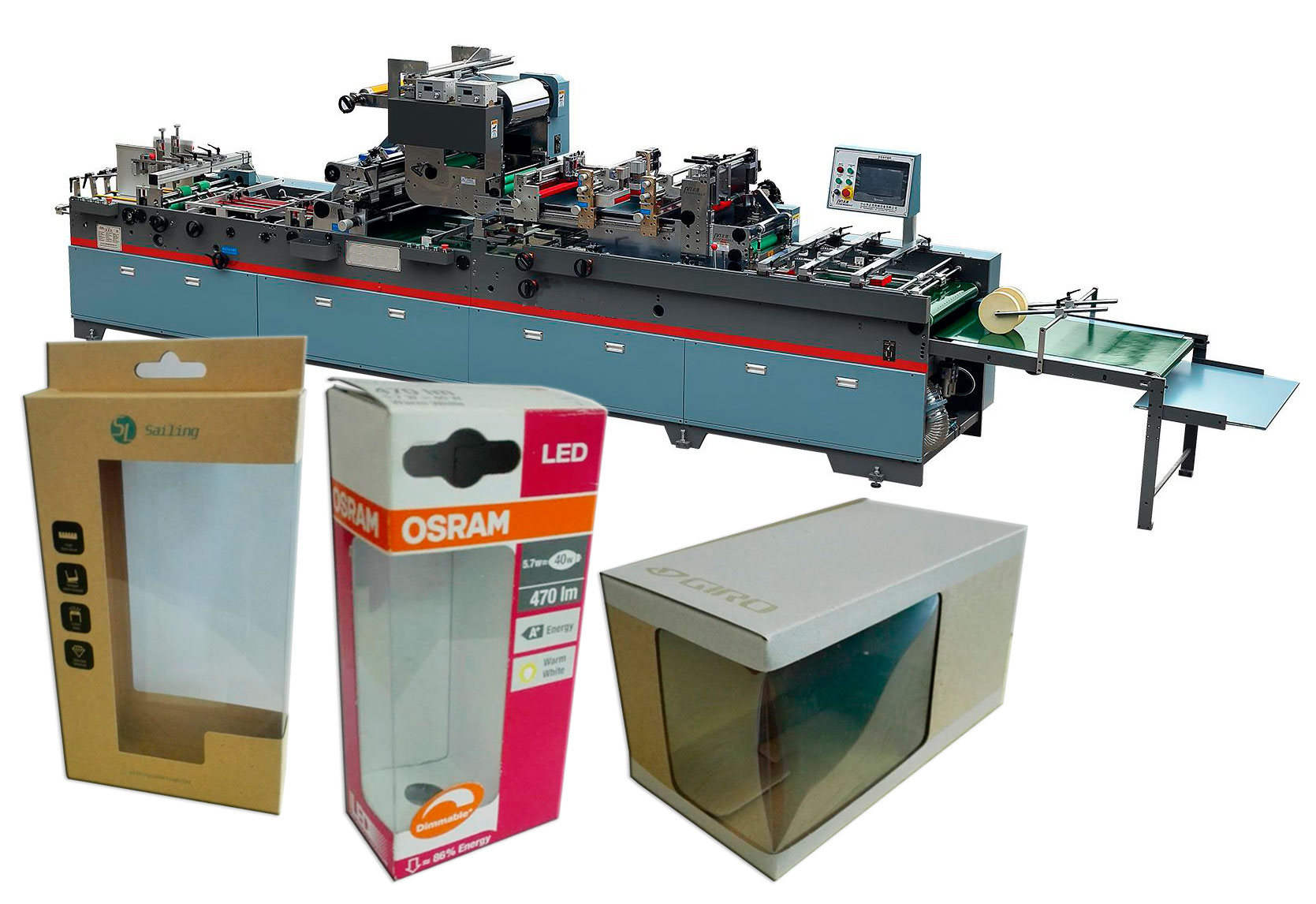 Автоматическая линия для вклейки прозрачного окошка в коробки JMD-ZM650TC / ZM880TC / ZM1050TC