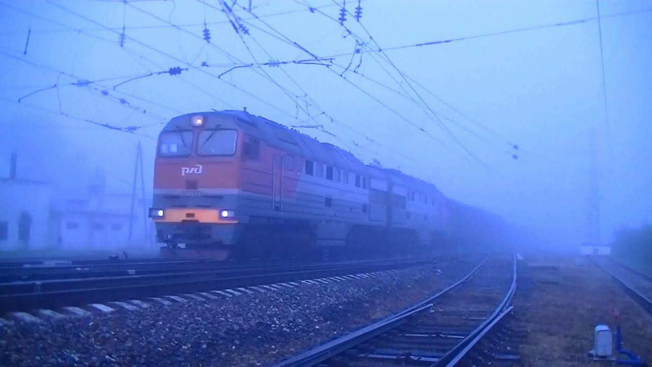 РЖД 2ТЭ116УД-023 с грузовым поездом