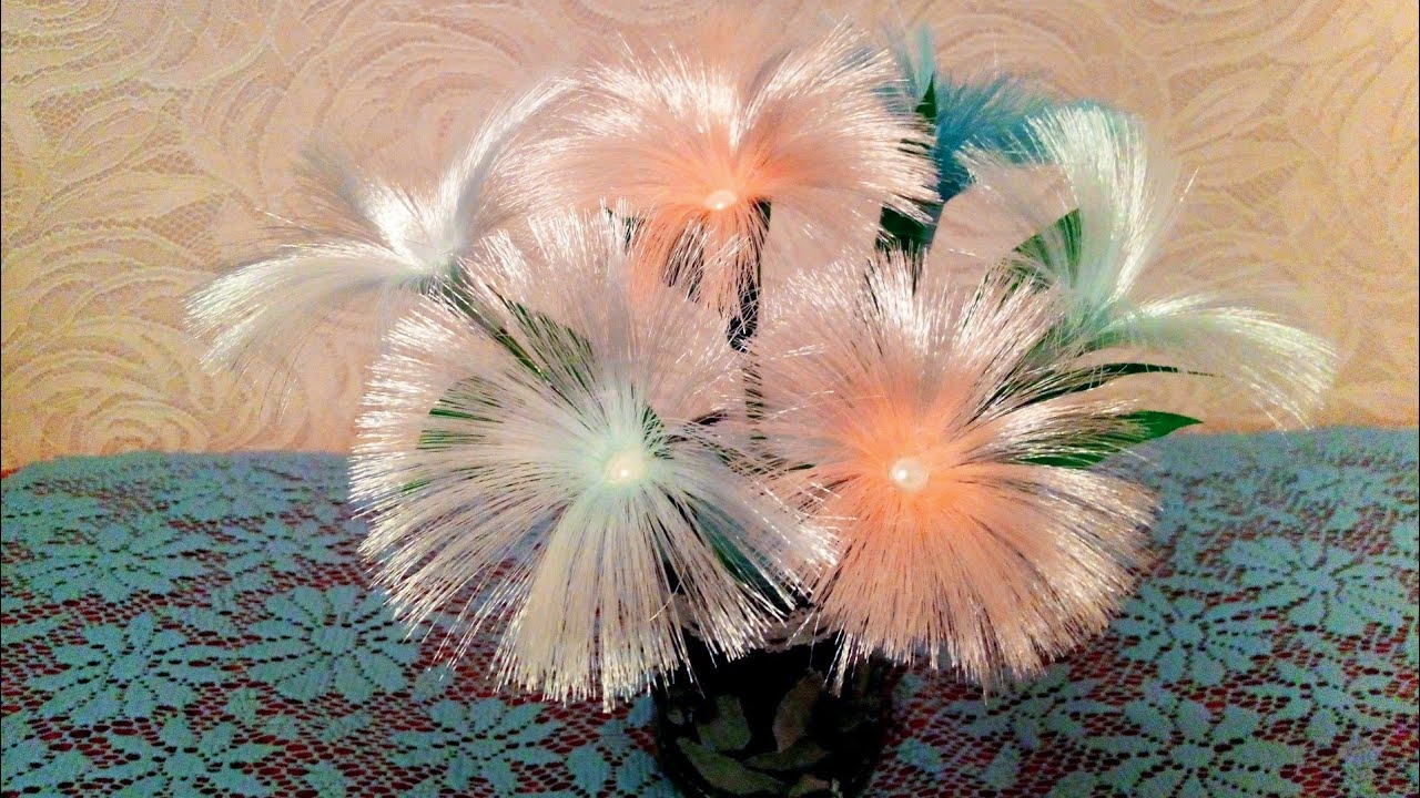 Цветы из распущенных атласных лент быстро и просто_ How to make DIY flower reeds with ribbon