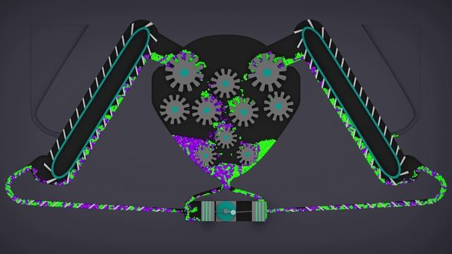 Blender 3D. Colored balls. Elevator. Simulation. Music. Particle fluid. Molecular Script. Video 4K