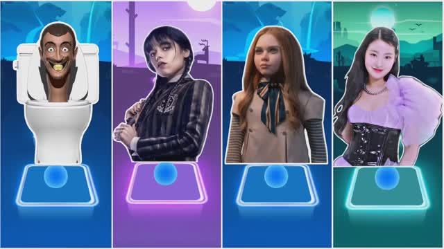 СКИБИДИ ТУАЛЕТ ✅️ ВЕНЗДЕЙ - BLOODY MARY ✅️ МЕГАН - DOLLS ✅️ FIFTY FIFTY - CUPID | Tiles Hop EDM