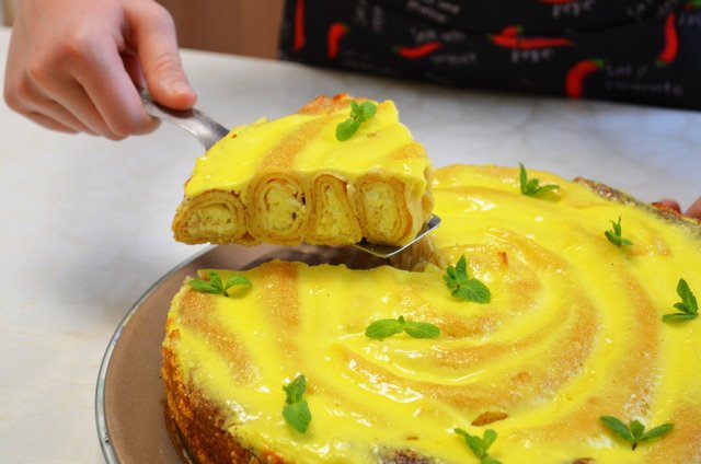 НЕРЕАЛЬНО ВКУСНО,КАК КРЕМОВЫЙ ТОРТ.БЛИННЫЙ ПИРОГ С ТВОРОЖНОЙ НАЧИНКОЙ И с НЕЖНЫМ КРЕМОМ СВЕРХУ