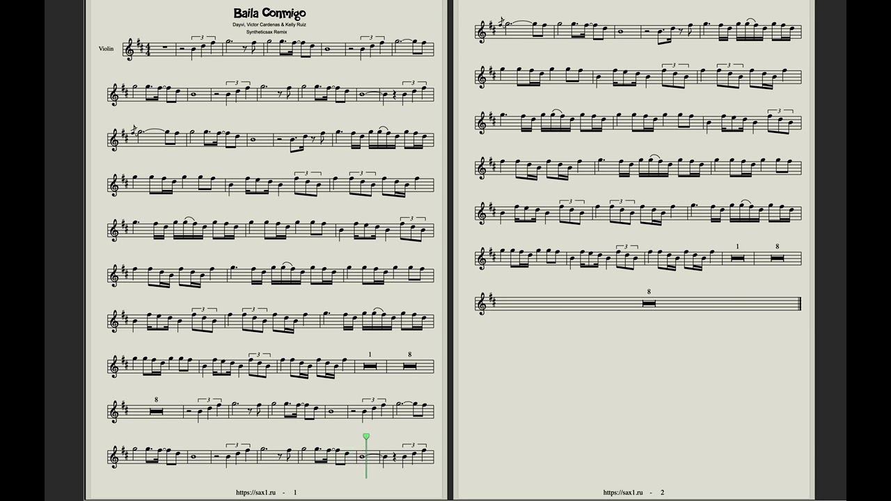 Baila Conmigo - Violin Sheet Music (Playback from sax1.ru)
