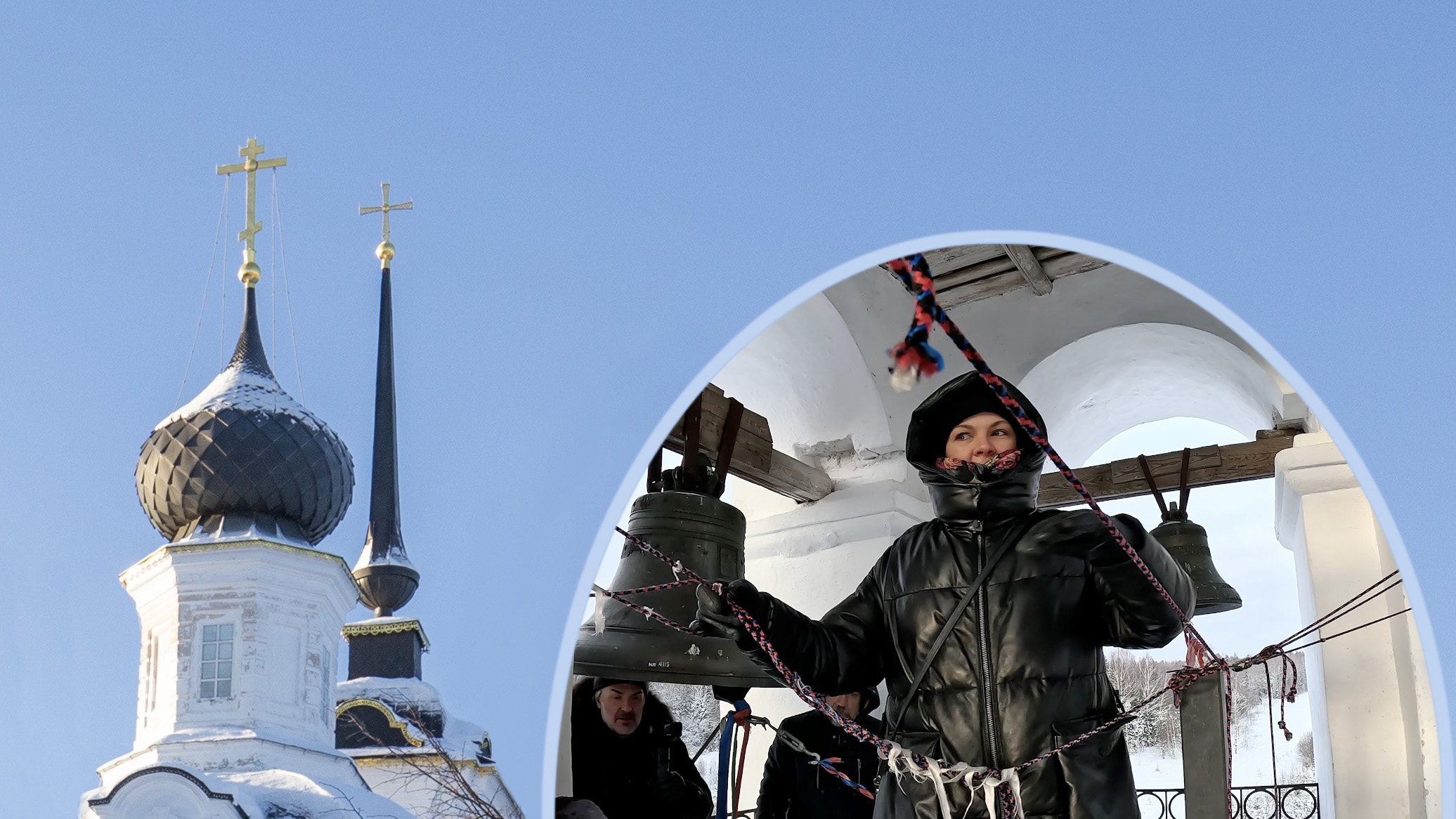 Звонарь Мария Кондратьева. Колокольня храма свт. Николая Чудотворца, Николо-Бережки, 10.01.2024 г.