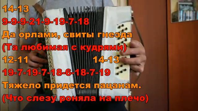 Девяносто суток (И. Дрягилев) разбор на гармони №-116 с цифрами