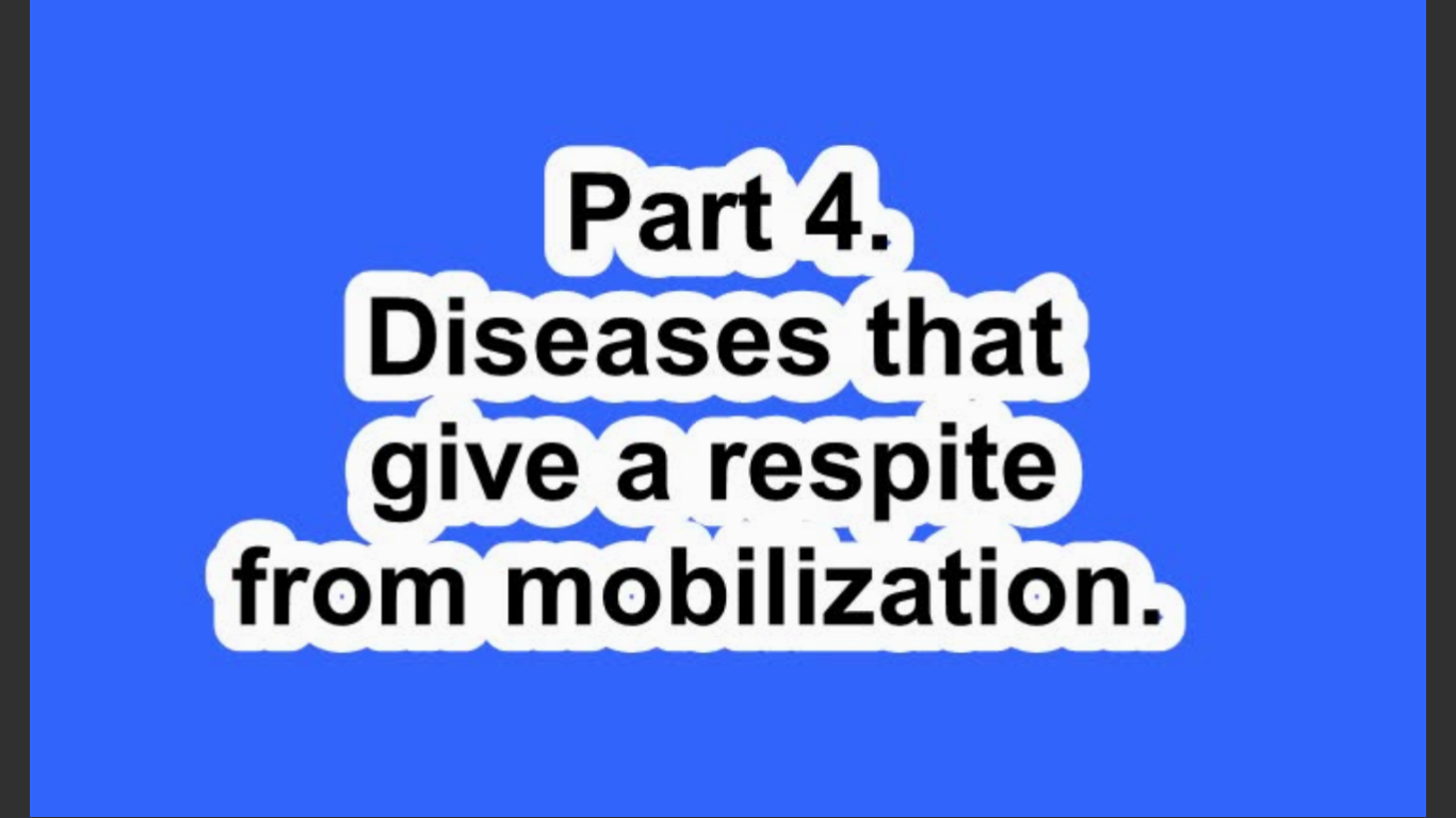 Diseases that give a respite from mobilization. Part 4.