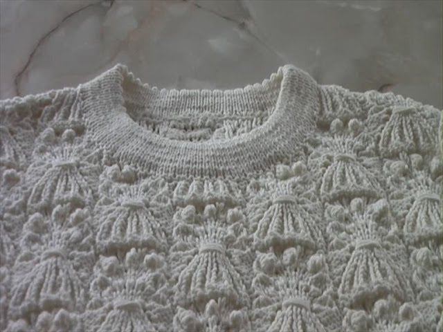 Обработка горловины спицами.Обвязка горловины с кетёвкой.Вязание