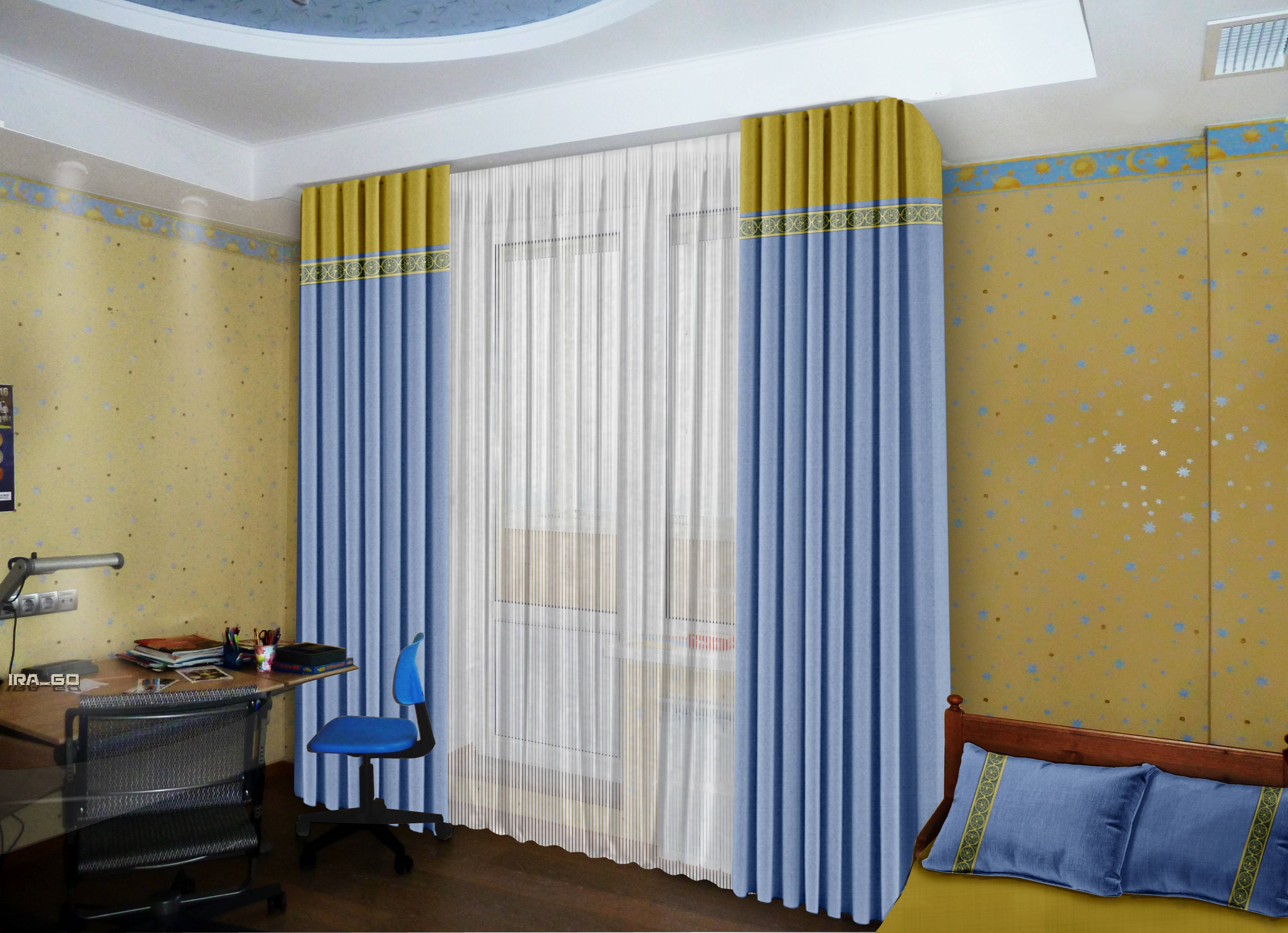 Коллаж с элементами скетча на фото детской комнаты