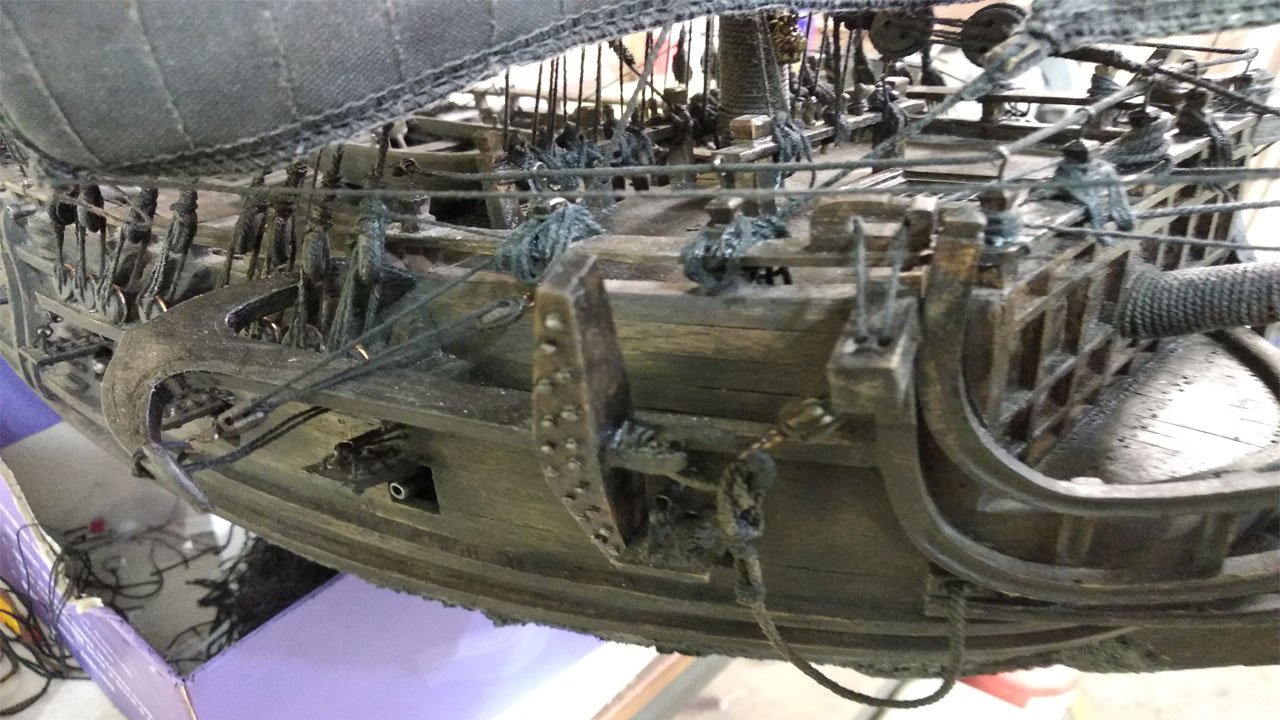 № 113 Сборка модели корабля черная жемчужина Установка якоря.