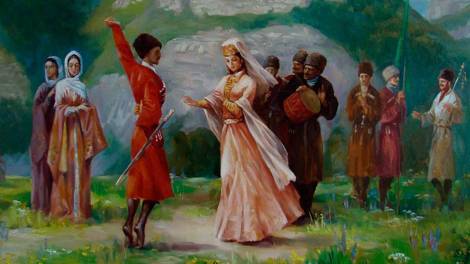 Дагестанские танцы на свадьбе, коллектив Мухамеднура в Москве