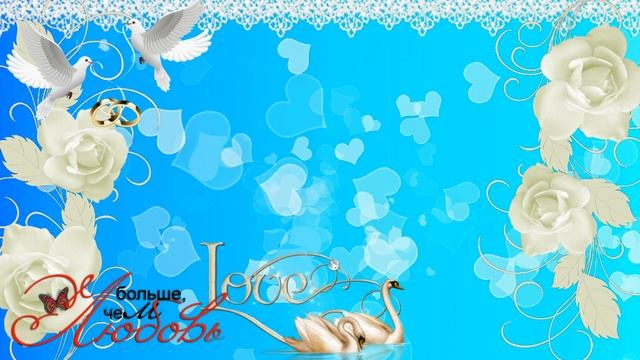 Футаж. Свадебный. Бирюзовый с лебедями.