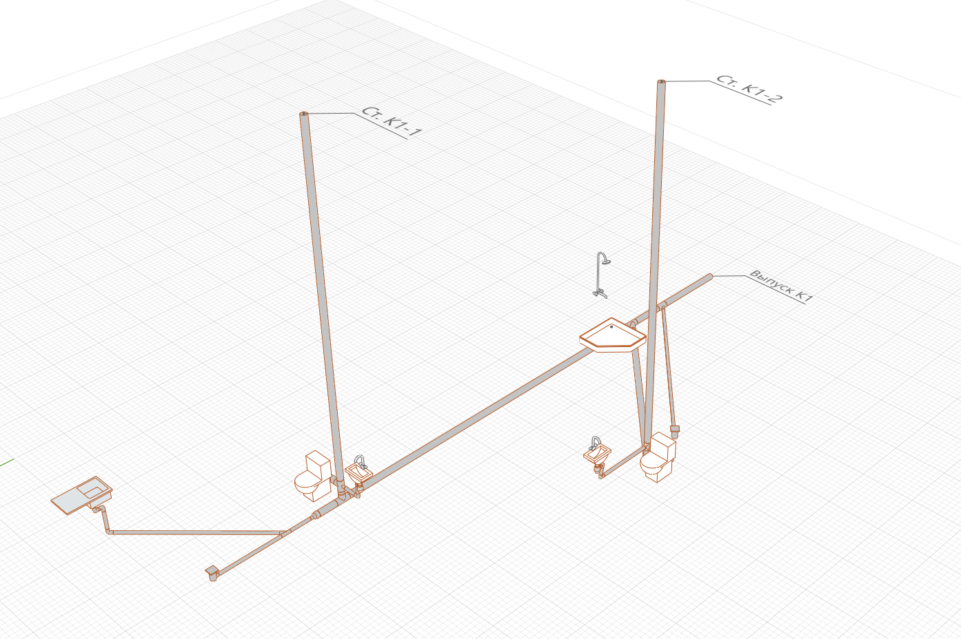 03.Renga.Коттедж.Инженерка.ВК.Окончание моделирования канализации