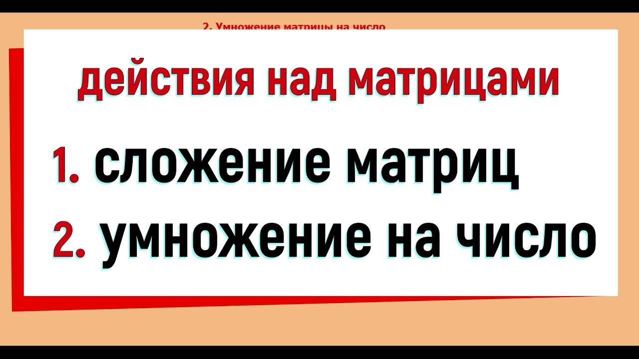 2. Действия над матрицами ( сложение матриц, умножение матрицы на число )