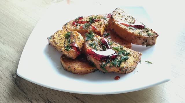 Печёный БАТАТ с прованскими травами. Baked yam with Provence herbs.