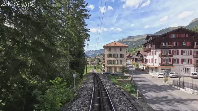 Вид машиниста поезда - Гриндельвальд - Интерлакен, Швейцария. 4K 60fps UHD