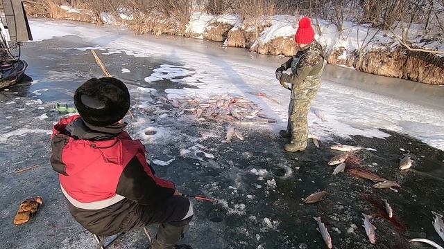 Зимняя рыбалка. Вот это жор, так не бывает!!!.mp4