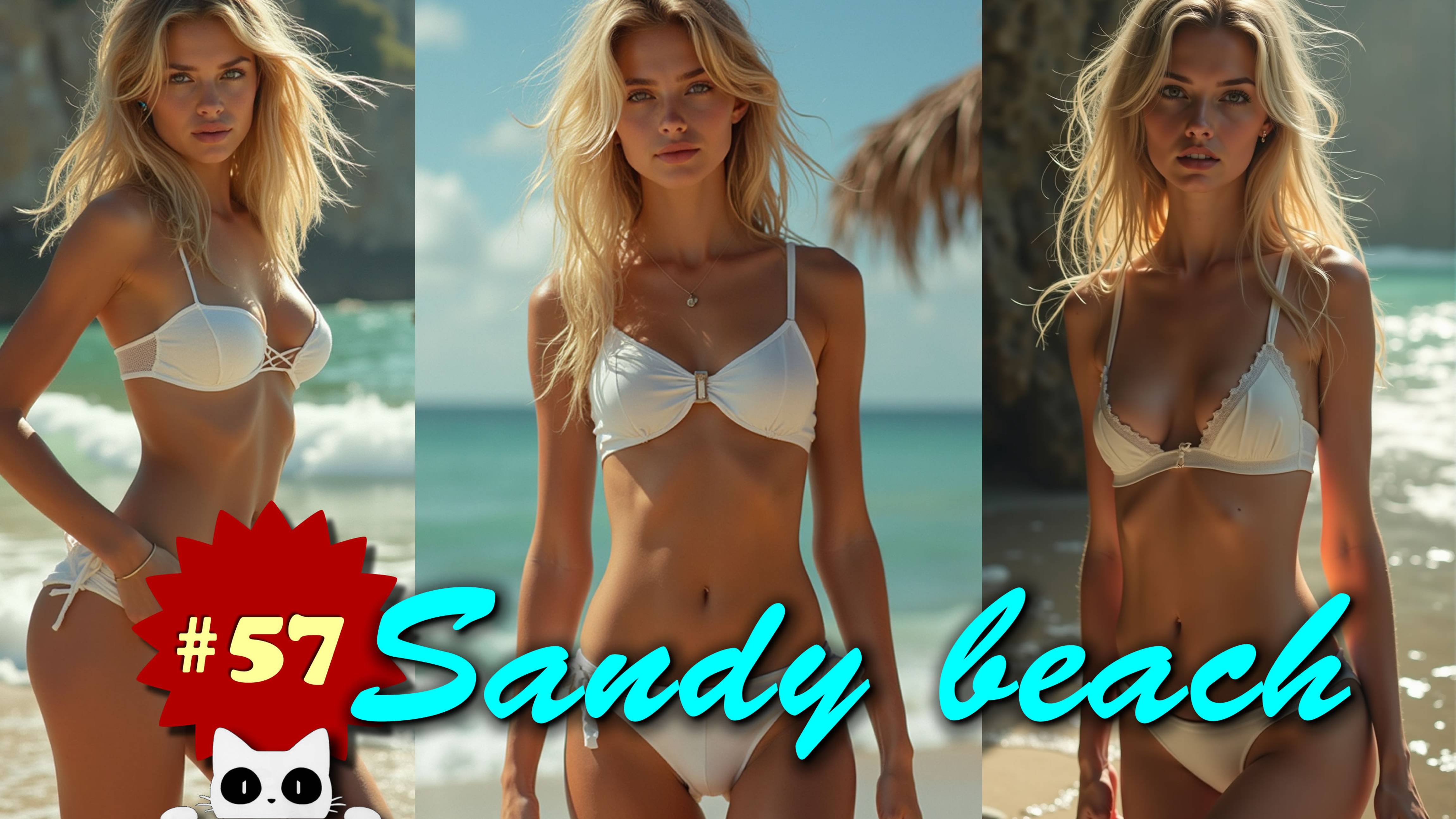 Девушка на пляже. AI Lookbook girl in 4K format Cute 19 year old girl №57