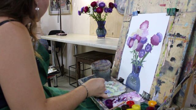 МАСТЕР-КЛАСС: ВАЗА с астрами | БЛИКИ НА ВАЗЕ | Добавляем в работу фон | Особенности ФОНА