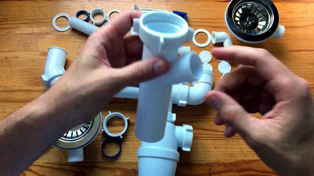 Сборка бутылочного сифона К-40093 для двойных разноуровневых металлических или керамогранитных моек