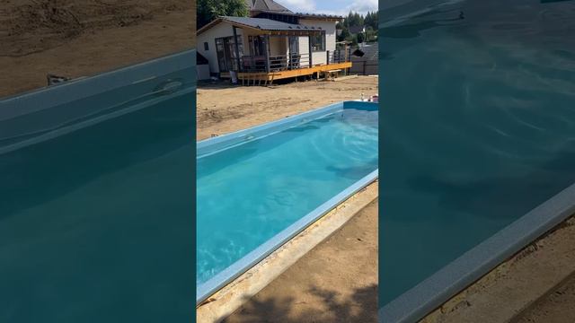 Строительство бассейнов: Готовый композитный бассейн "Империал" 8 х 3,5 в СНТ Токсовское